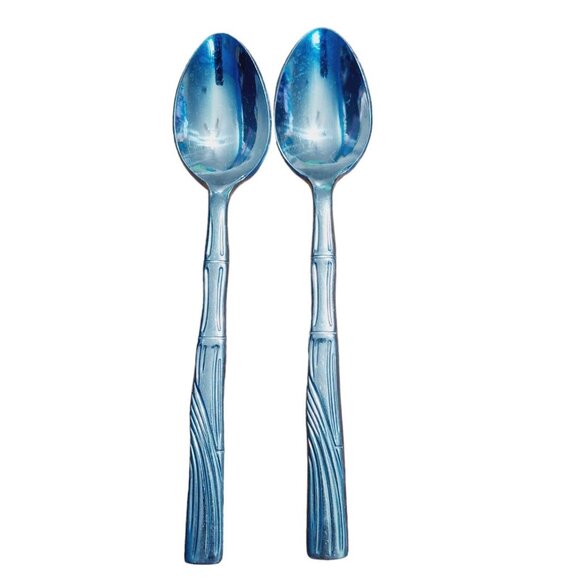 Cambridge | Dining | Cambridge Bali Spoon Stainless Flatware Glossy Bamboo Swirl 2 Pieces 8 ...
